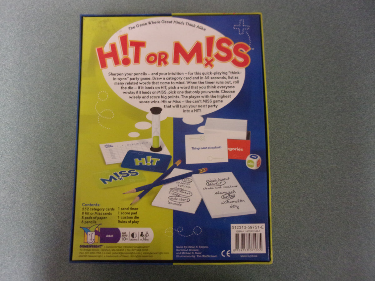 Hit or Miss (Game) – Friends of the St Mary's County Library